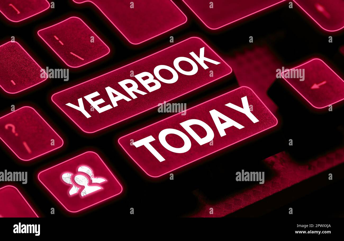 Handwriting text Yearbook, Word for publication compiled by graduating ...