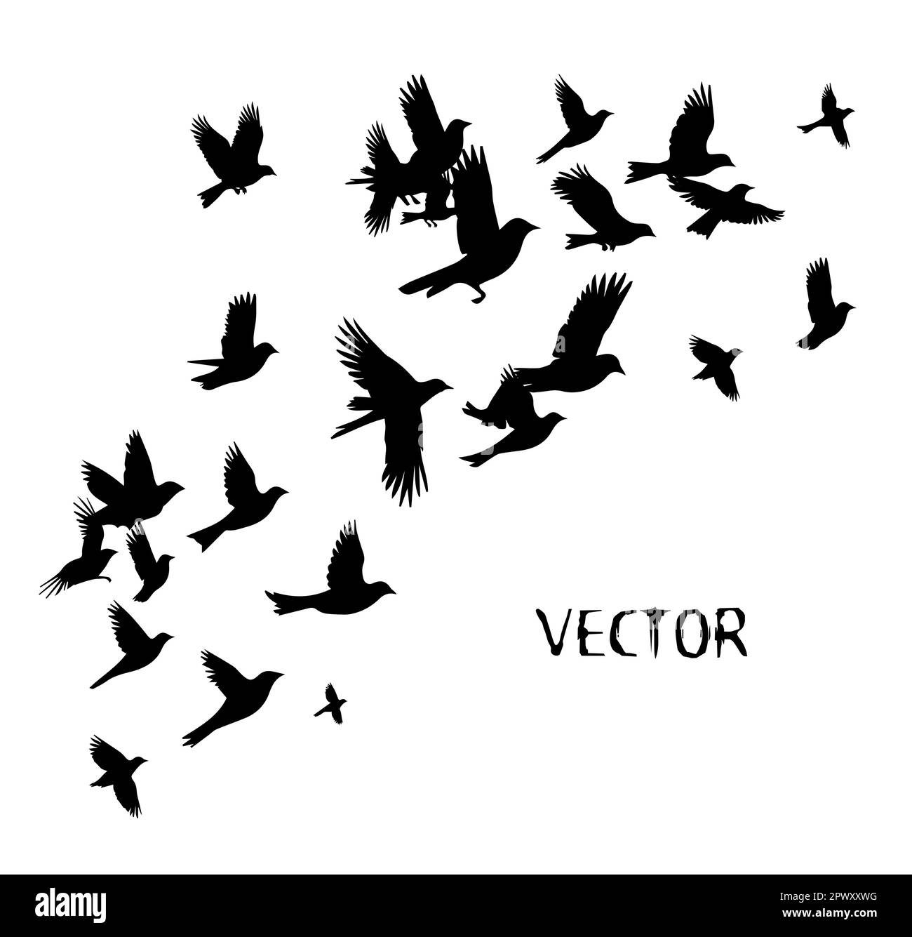 A flock of flying birds. Vector illustration Stock Vector Image & Art ...