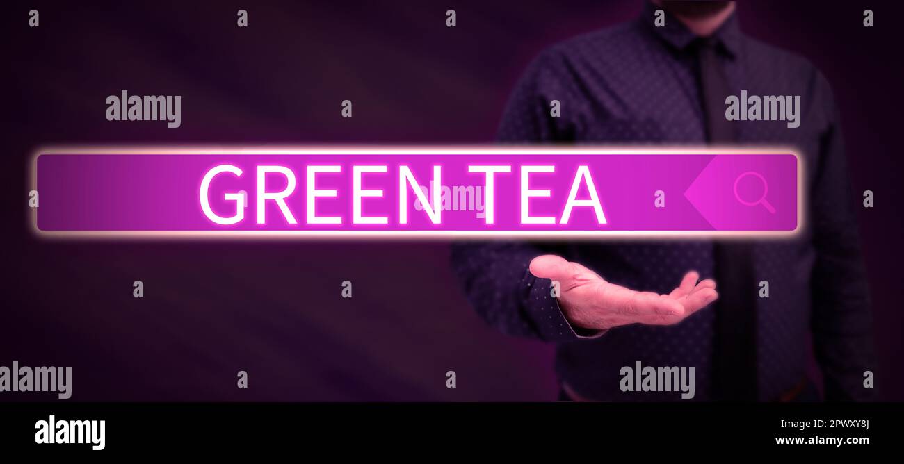 Hand writing sign Green Tea, Conceptual photo type of tea that is made ...