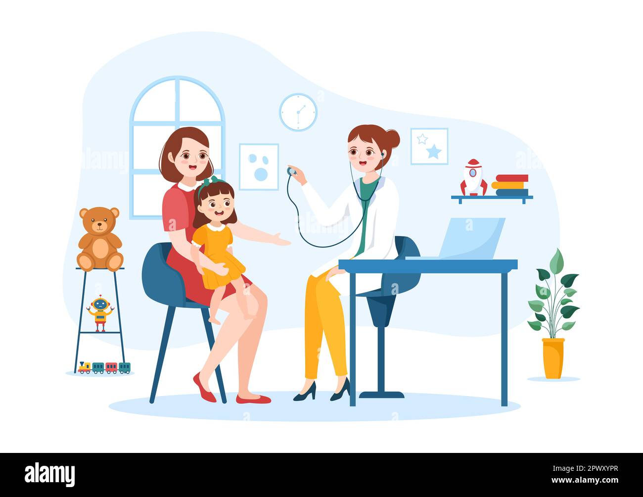 Pediatrician Examines Sick Kids and Baby for Medical Development ...