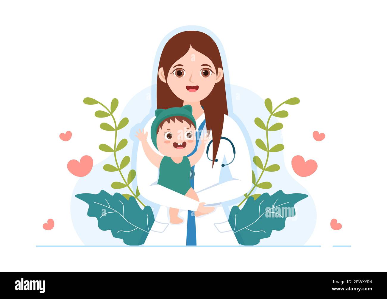 Pediatrician Examines Sick Kids and Baby for Medical Development ...