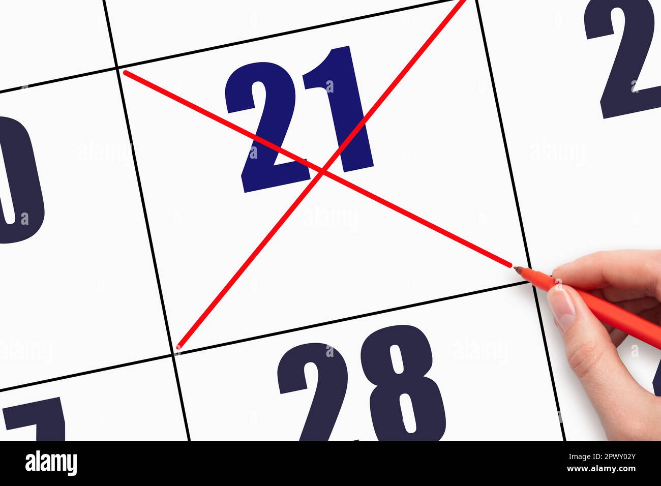 21st day of the month. Hand writing text calendar date. Design layout ...