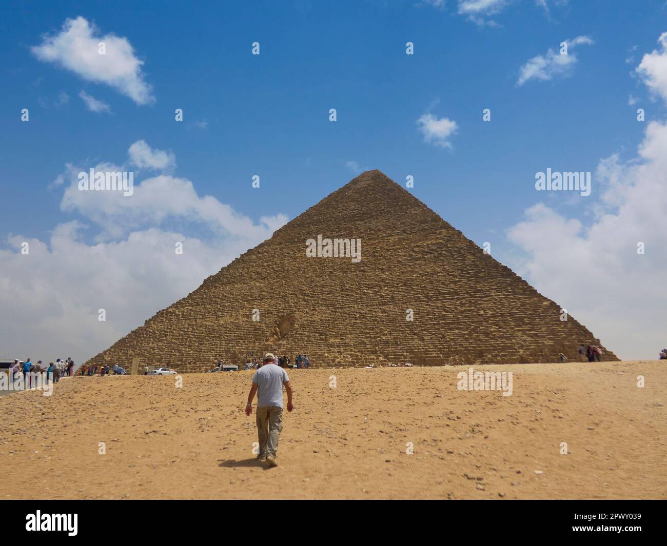 Egyptian pyramids in sand desert and clear sky Stock Photo - Alamy