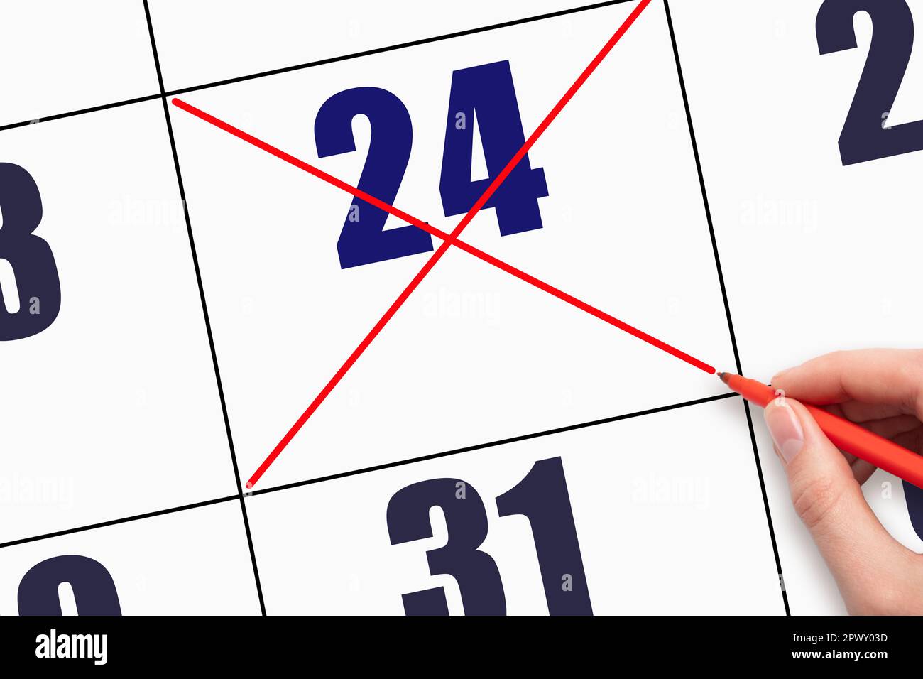 24th day of the month. Hand writing text calendar date. Design layout ...