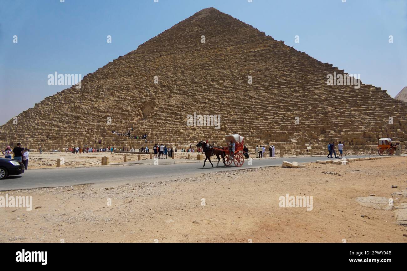 Egyptian pyramids in sand desert and clear sky Stock Photo - Alamy