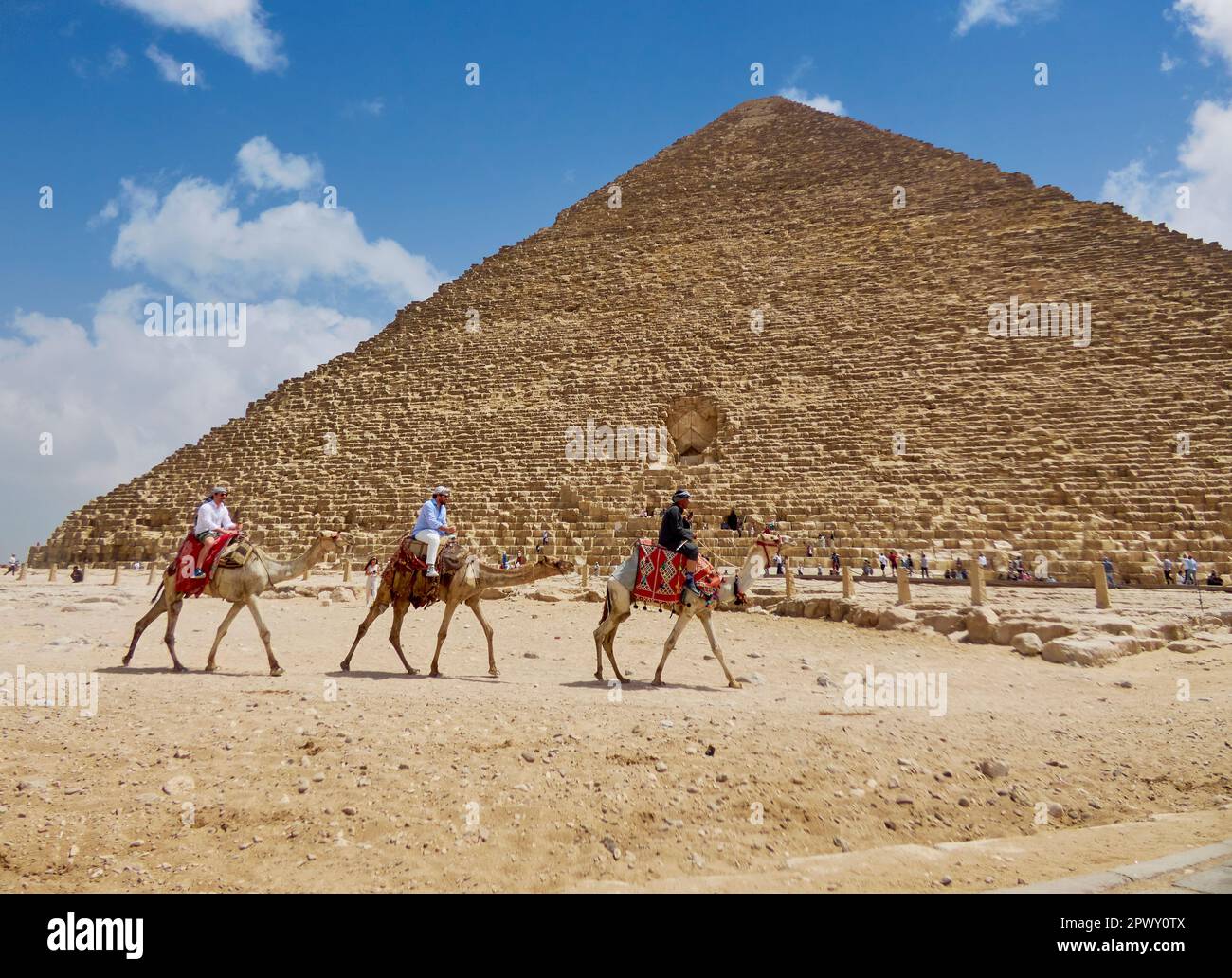 Egyptian pyramids in sand desert and clear sky Stock Photo - Alamy