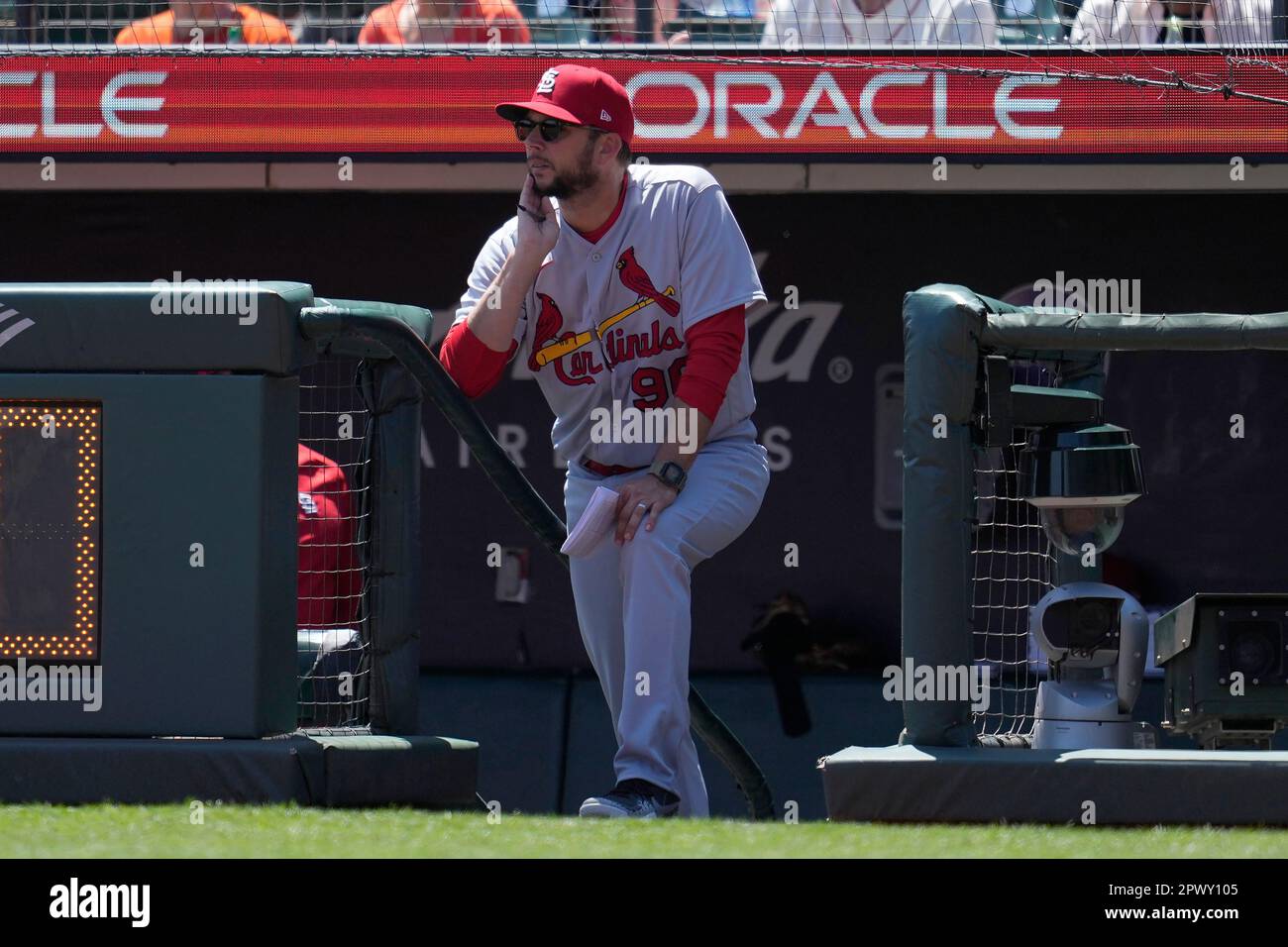 St. Louis Cardinals pitching coach Dusty Blake watches during a ...
