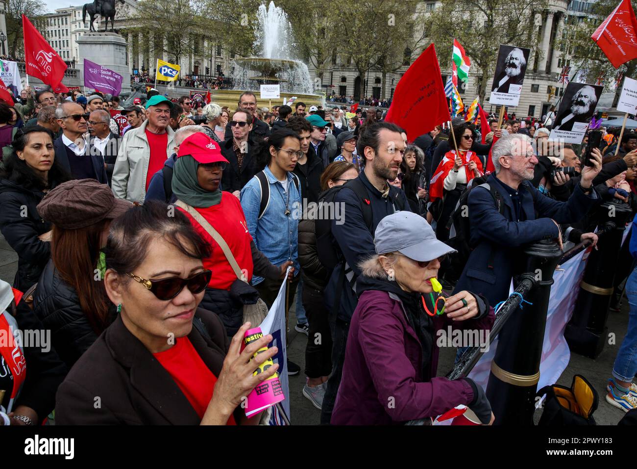 London, UK. 01st May, 2023. A crowd of workers attends the annual May ...