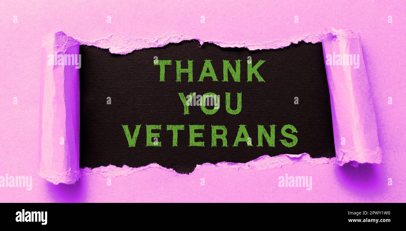 Handwriting text Thank You Veterans, Conceptual photo Expression of ...