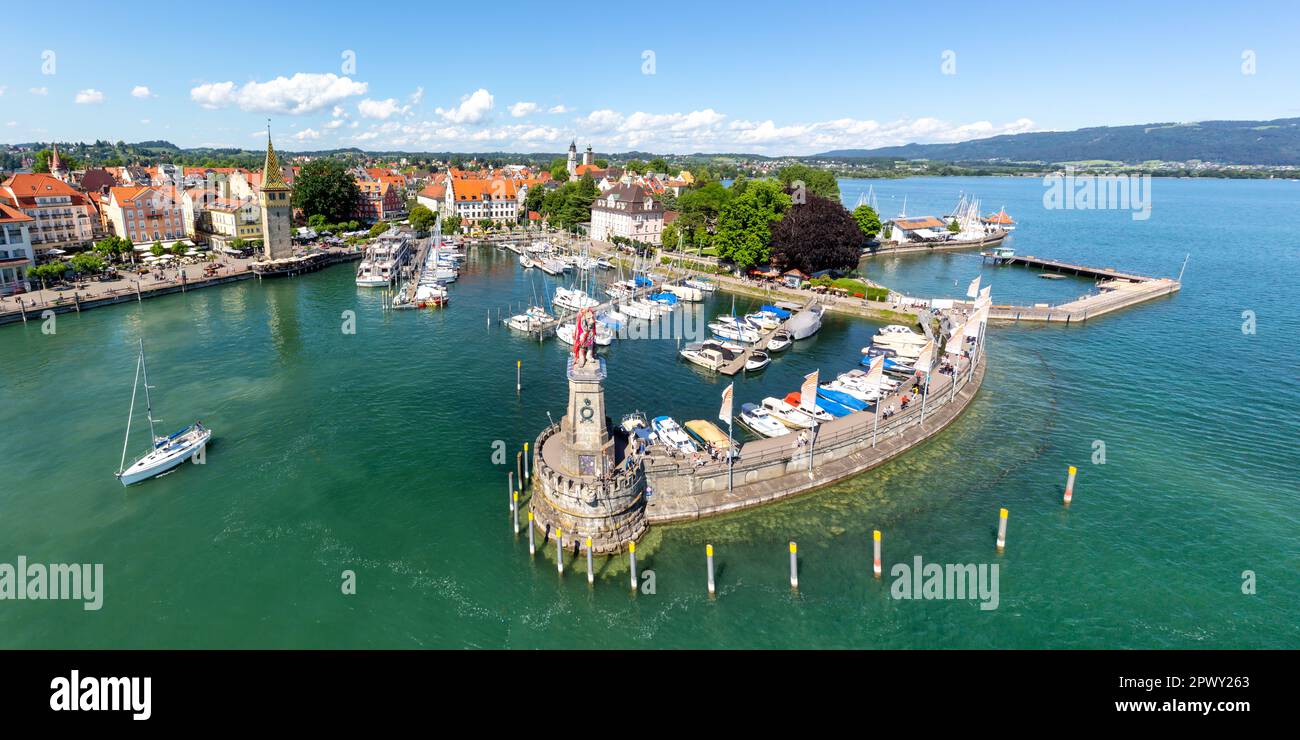 Lindau with marina town at lake Constance Bodensee panorama yachts ...