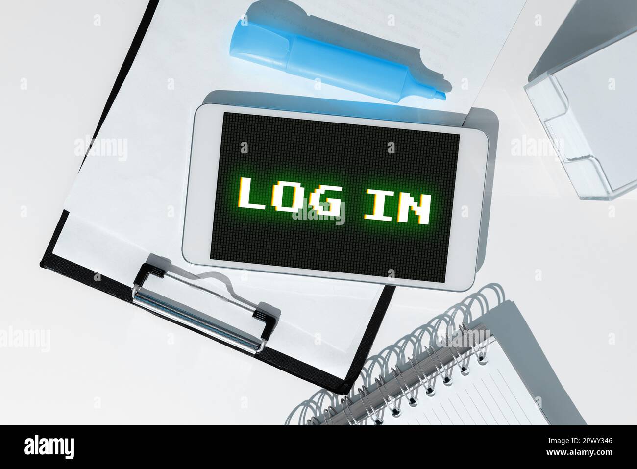 Text showing inspiration Log In, Internet Concept go through the procedures to begin use of a ...