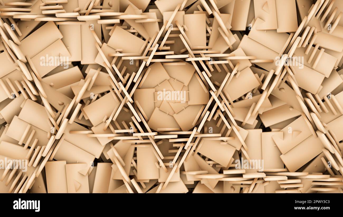 David star fractal geometric hexagon wood sculpture symmetry design ...