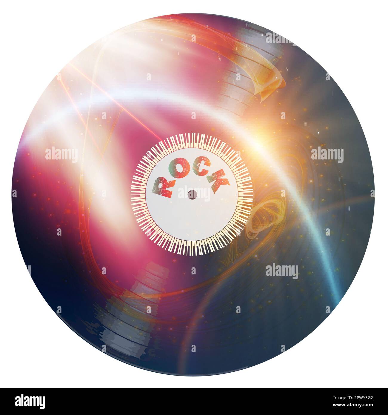 A typical LP vinyl record with the legend ROCK and a circle of piano ...