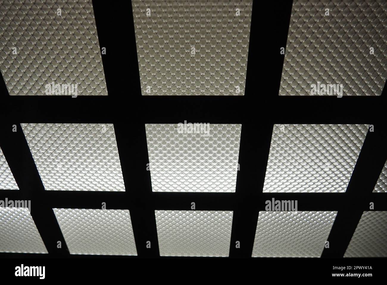 Electric LED light in the elevator. The ceiling of the elevator car ...