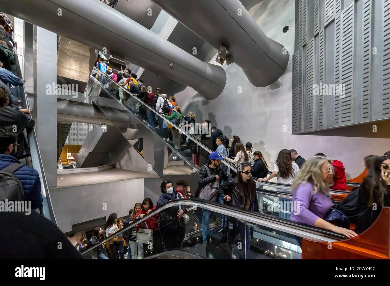 Naples, Italy - April 21, 2023: In the Garibaldi station of the Metro ...