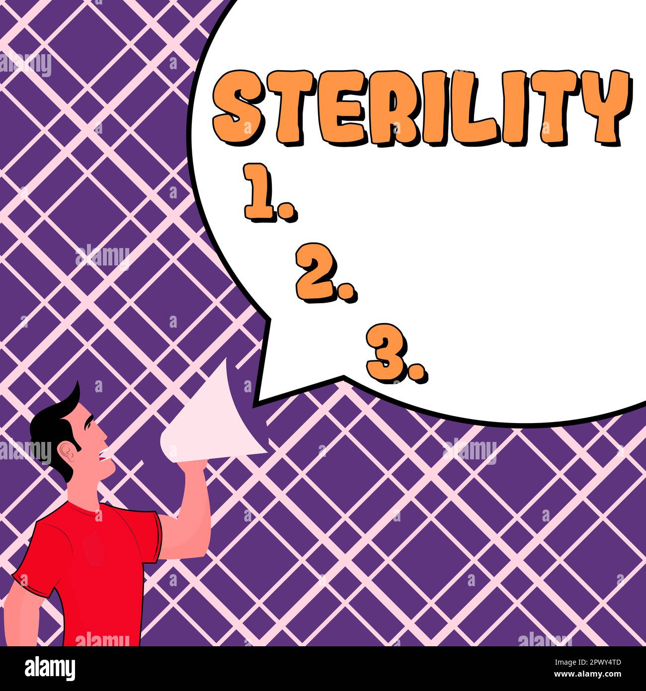 Text sign showing Sterility, Word Written on a condition of being free ...