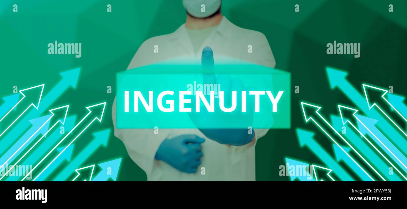 Conceptual display Ingenuity, Internet Concept the quality of being clever, original, and ...