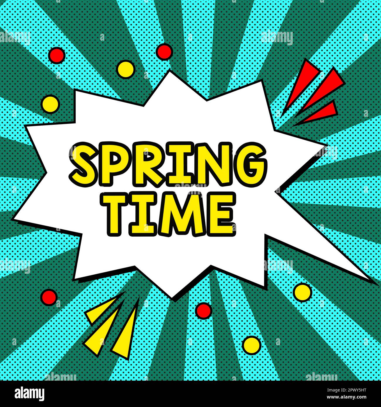 Text caption presenting Spring Time, Internet Concept temperate season ...