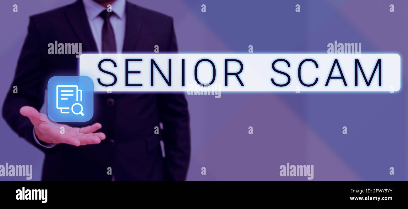 Conceptual caption Senior Scam, Business idea fraud schemes targeting ...