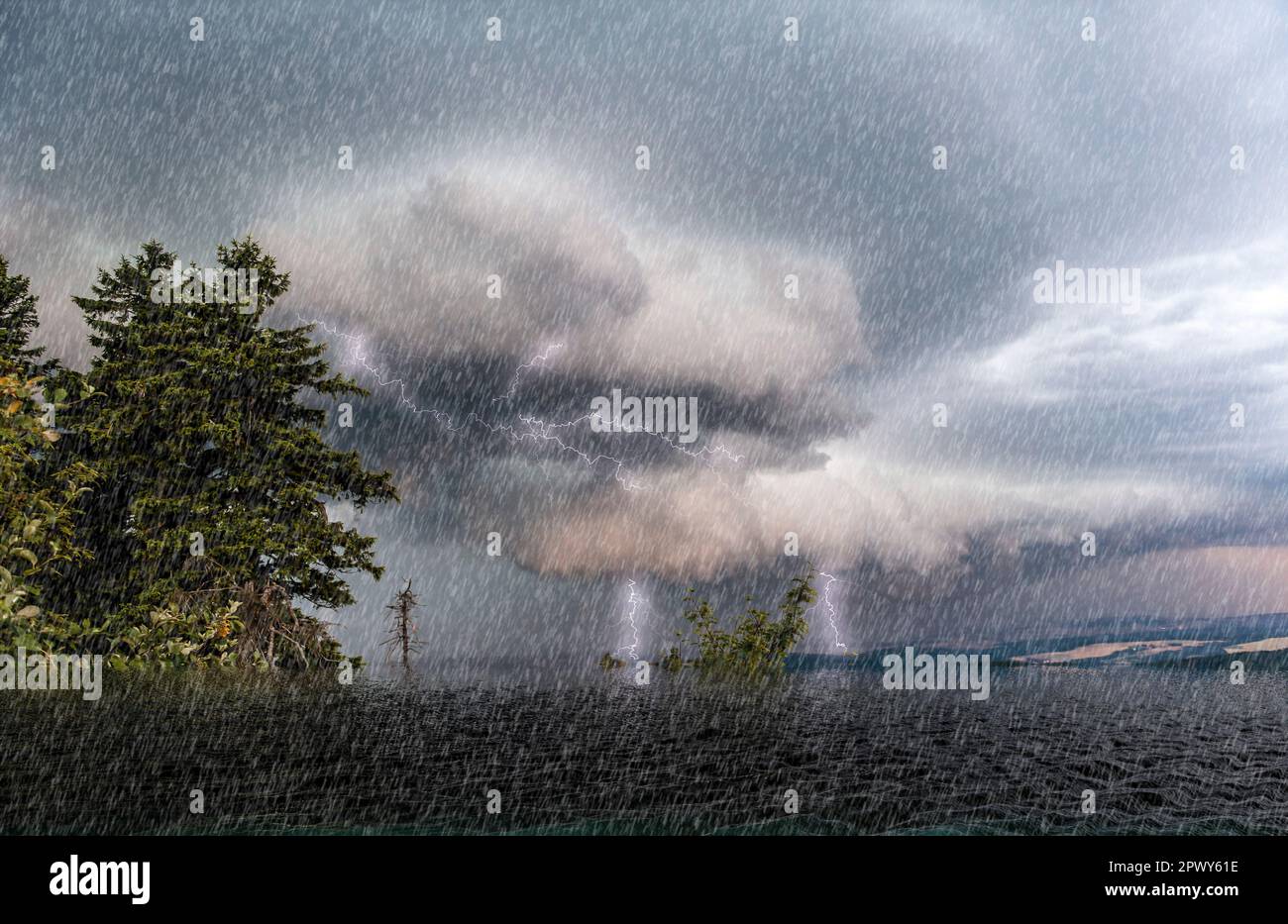 Floods, thunderstorms and heavy rain due to climate change Stock Photo ...