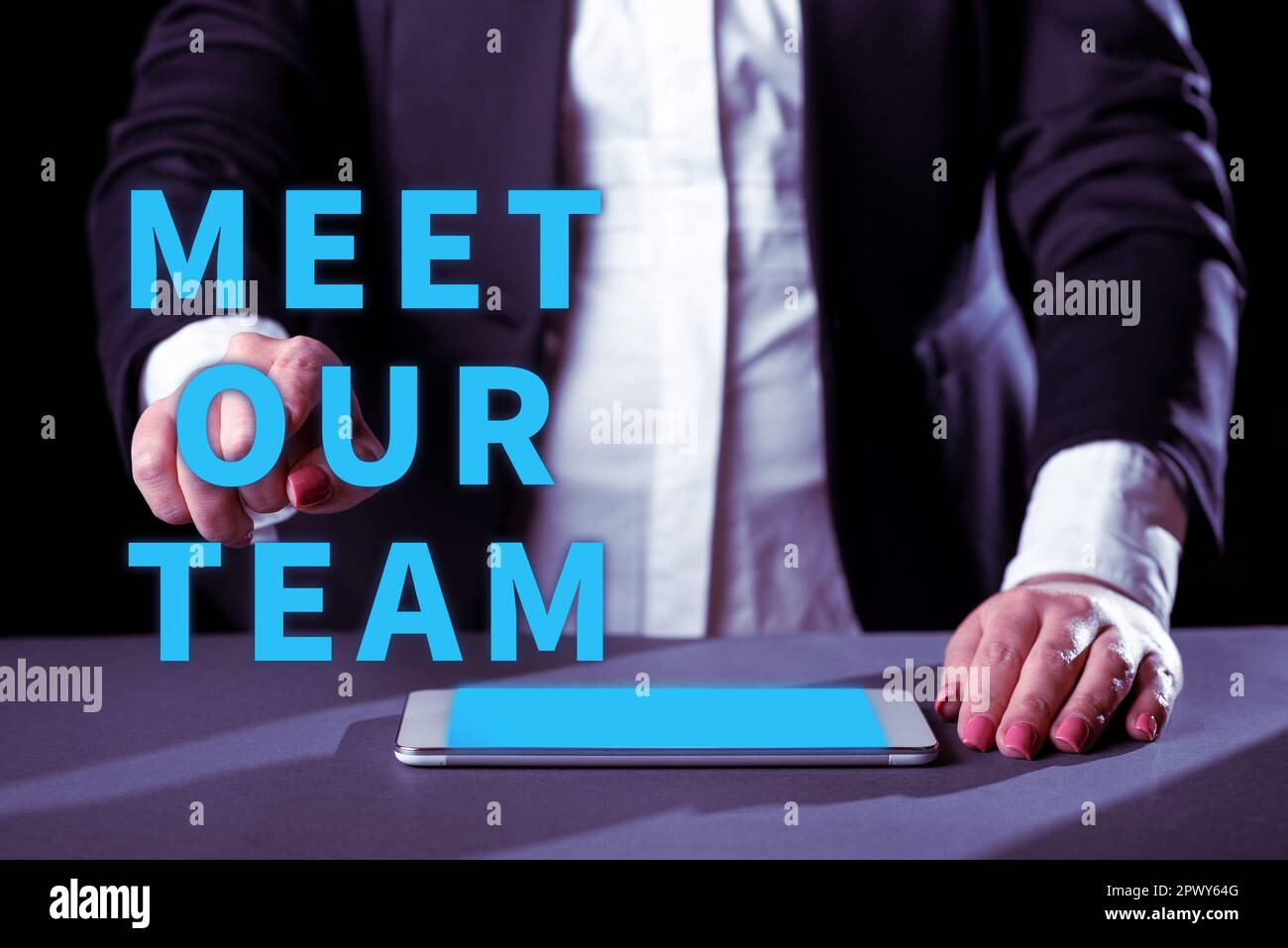 Text caption presenting Meet Our Team, Concept meaning introducing ... Text caption presenting Meet Our Team, Concept meaning introducing ...