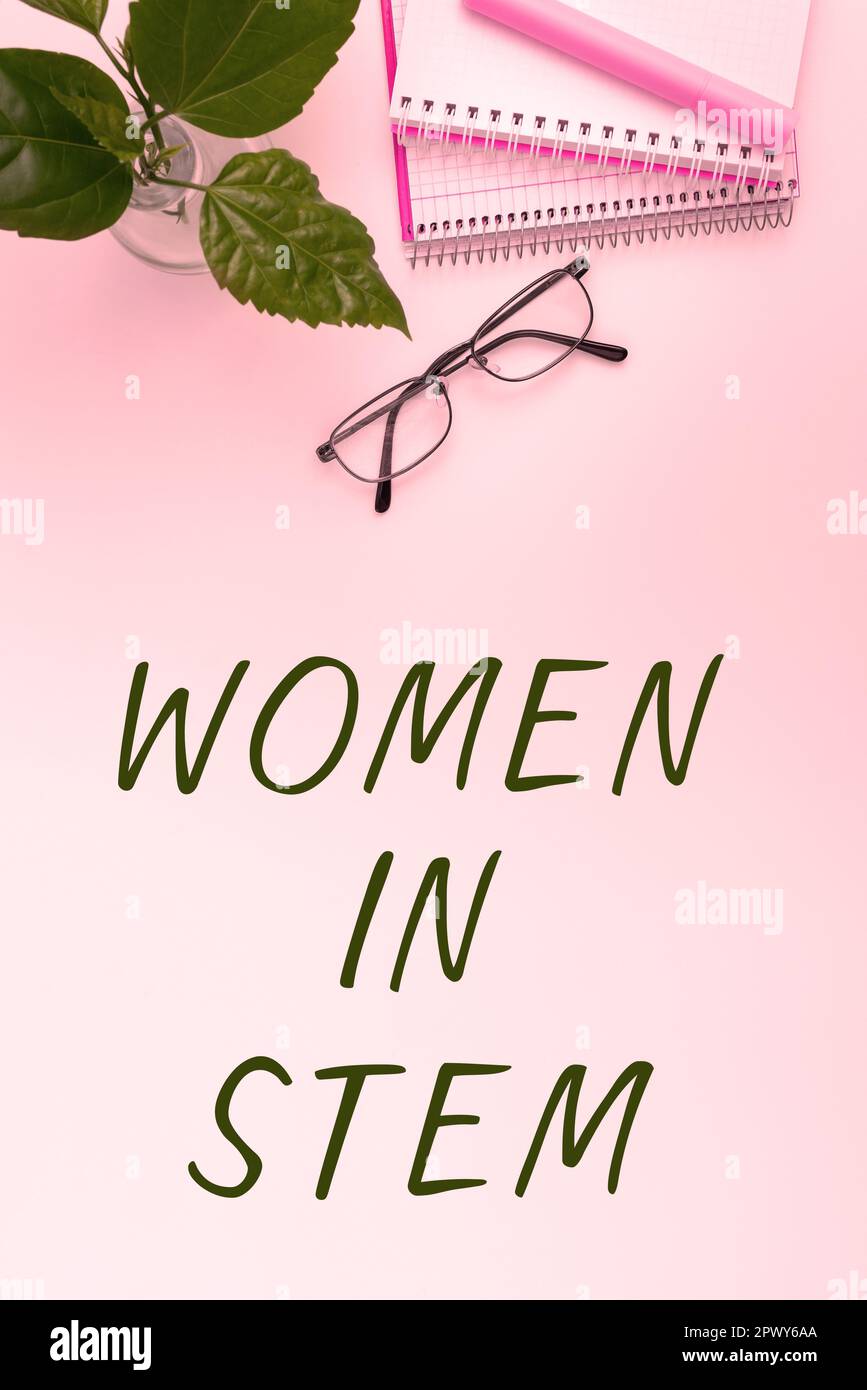 Text caption presenting Women In Stem, Business concept Science ...