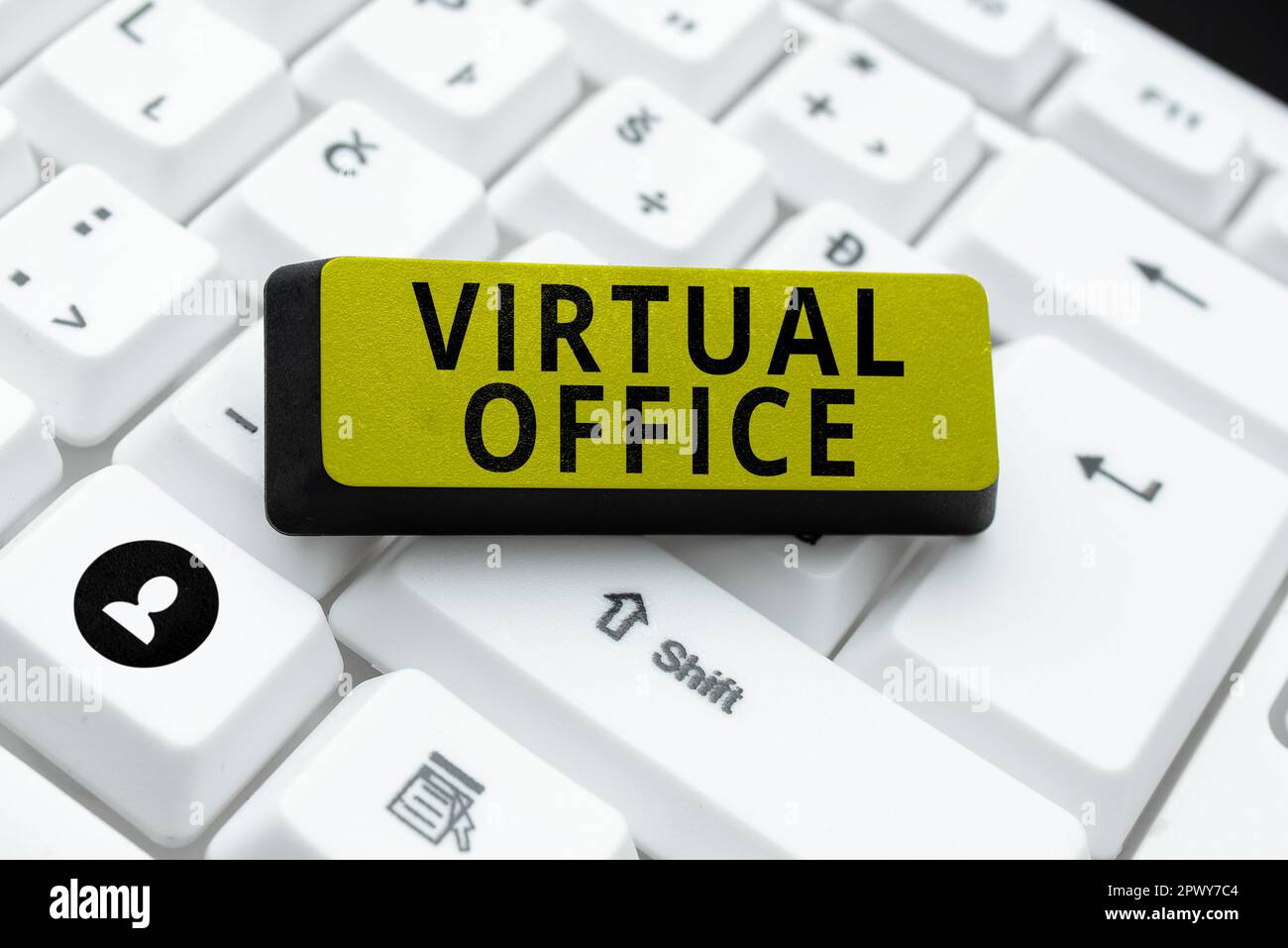 Sign displaying Virtual Office, Business showcase Mobile work ...