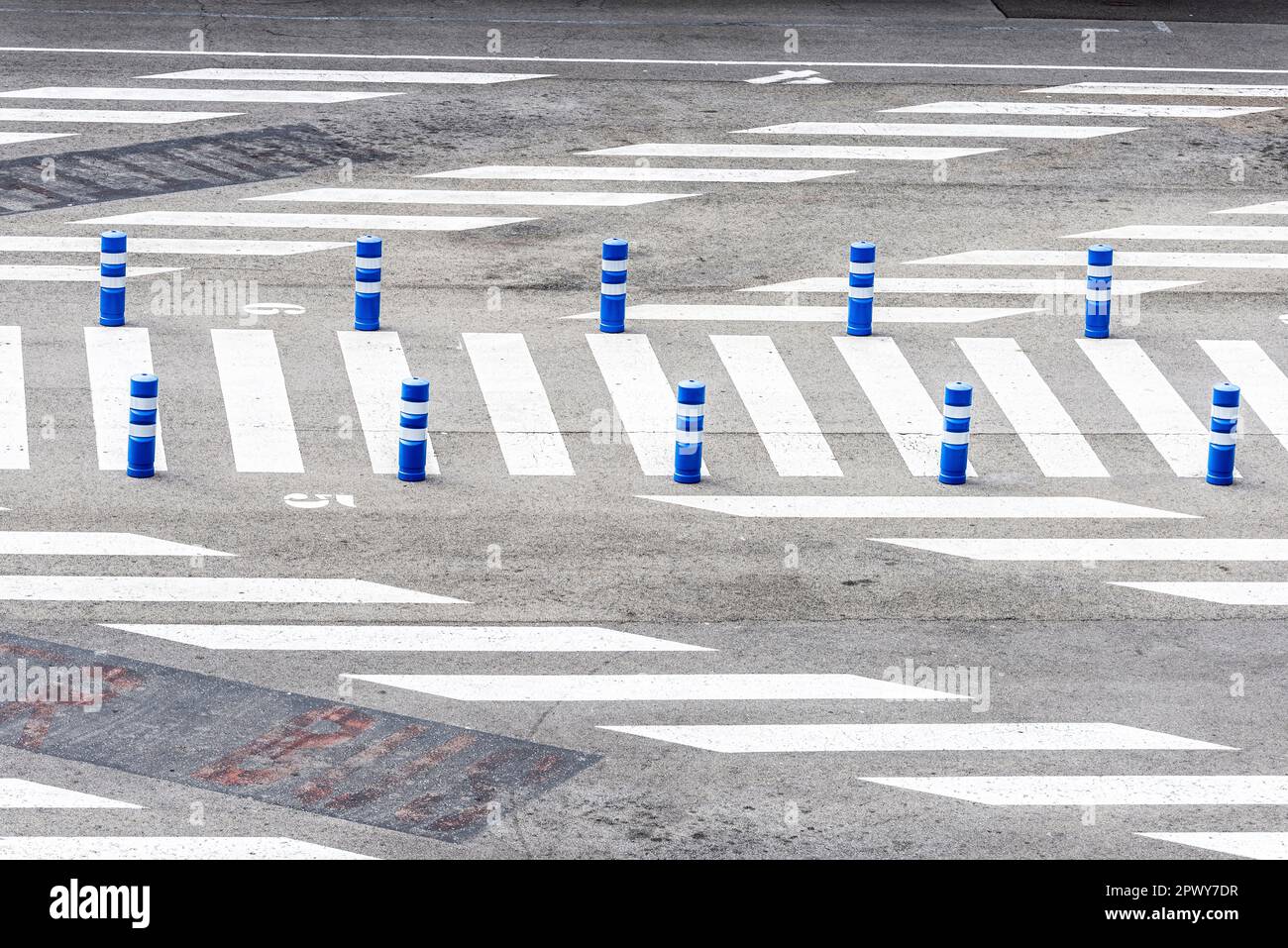 Overview of an empty parking lot and a crosswalk in the port of ...