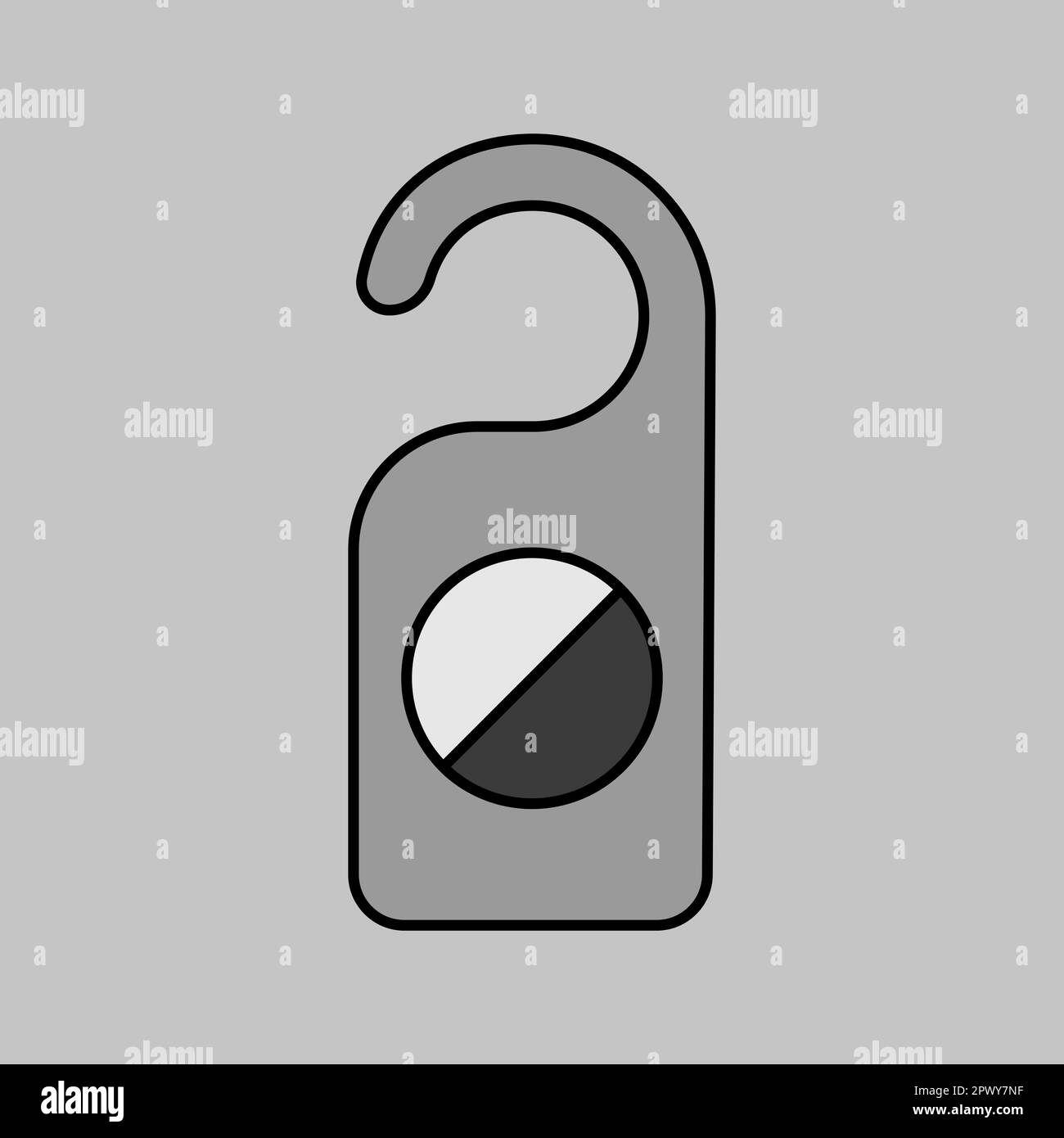 Do not disturb sign vector isolated grayscale icon. Red hotel door ...