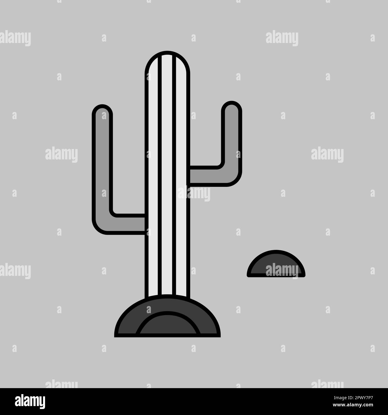 Desert cactus vector isolated grayscale icon. Nature sign. Graph symbol ...