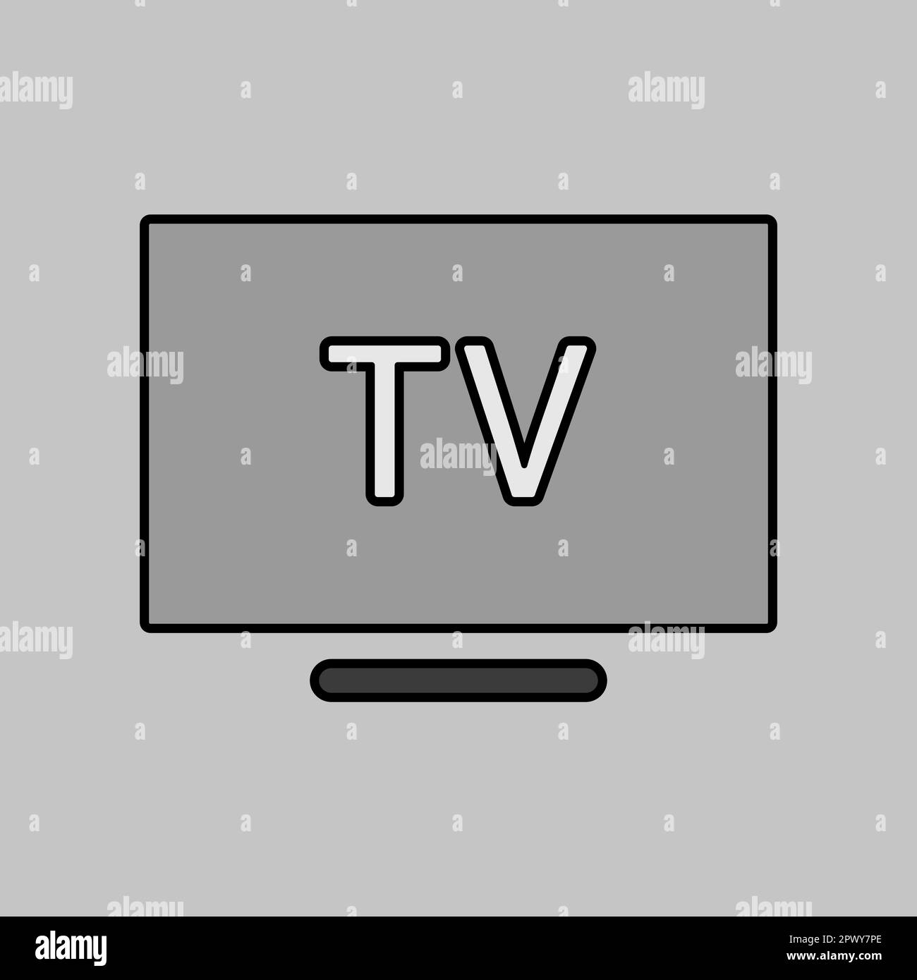 Smart TV flat vector isolated grayscale icon. Graph symbol for ...
