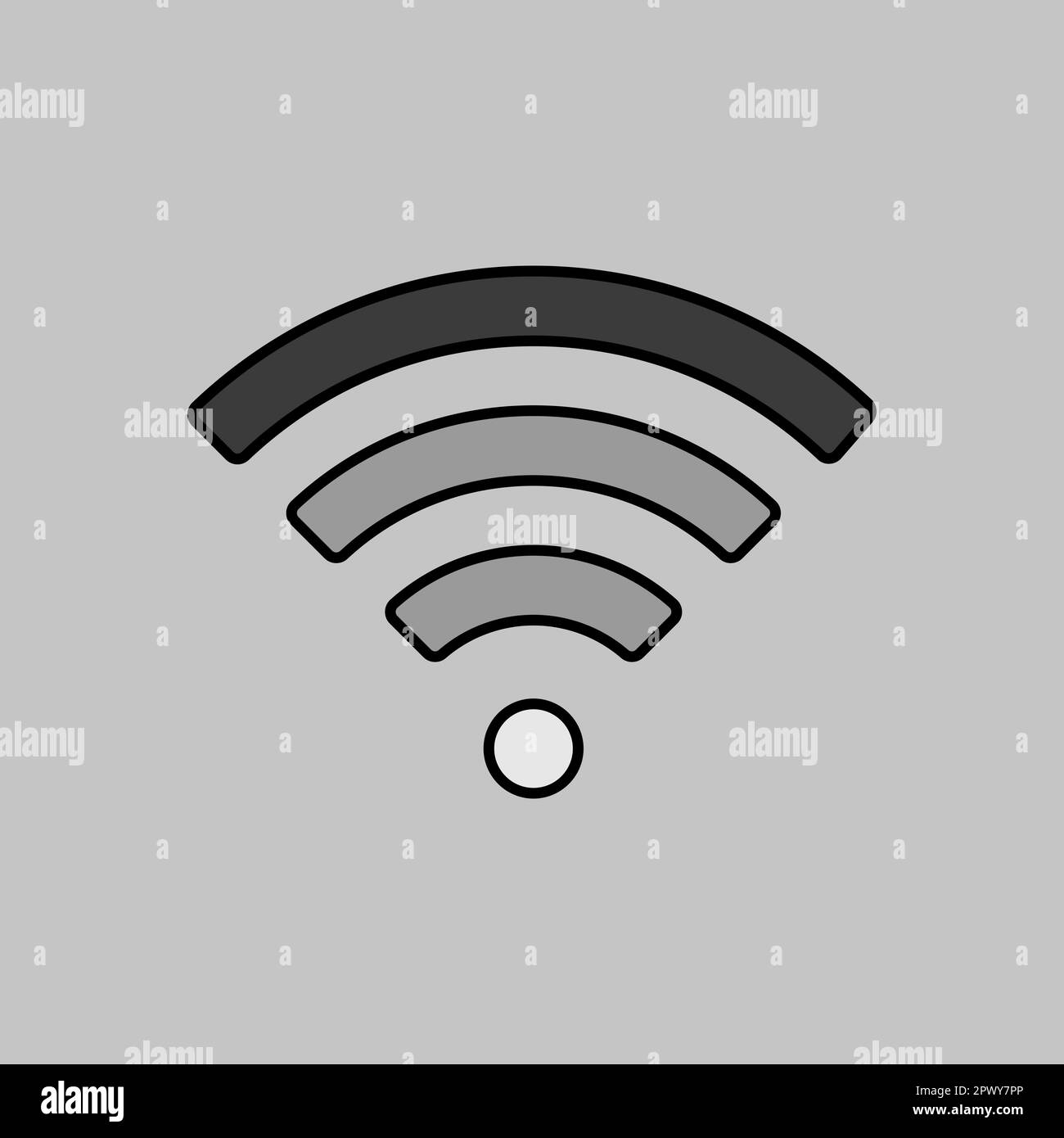 Wi Fi wireless network grayscale vector isolated icon. Graph symbol for ...