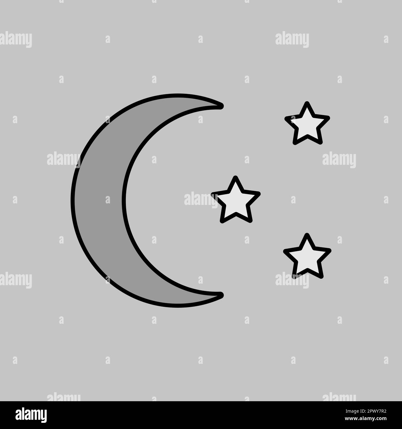 Moon and star vector isolated grayscale icon. Camping and Hiking sign ...