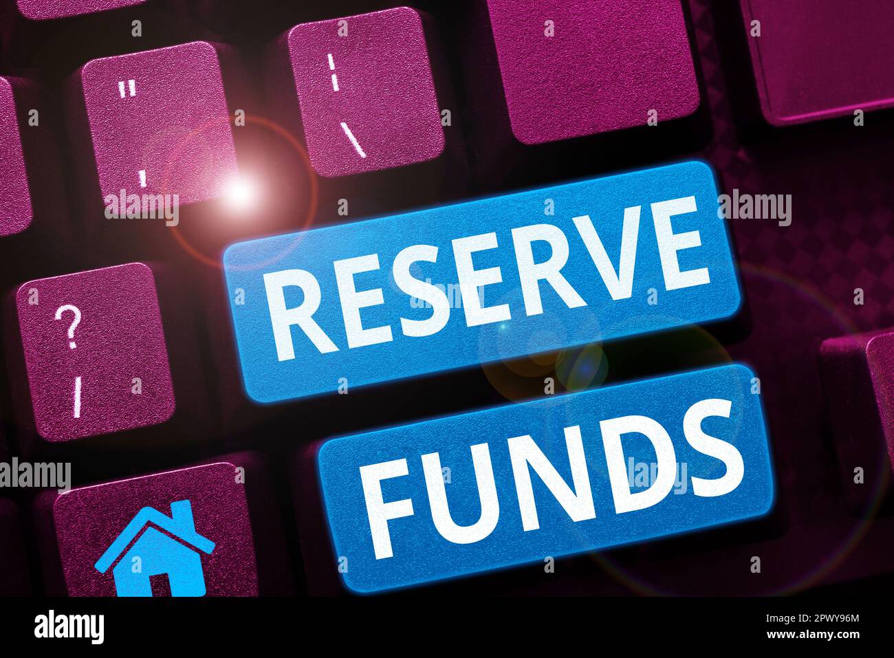 Text caption presenting Reserve Funds, Word Written on money released ...