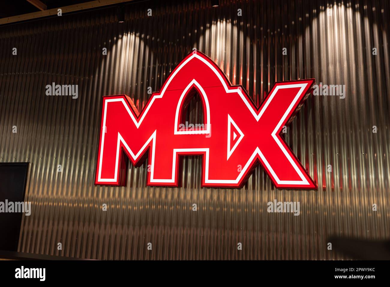 Mölndal, Sweden - October 24 2020: Logo of hamburger restaurant Max ...