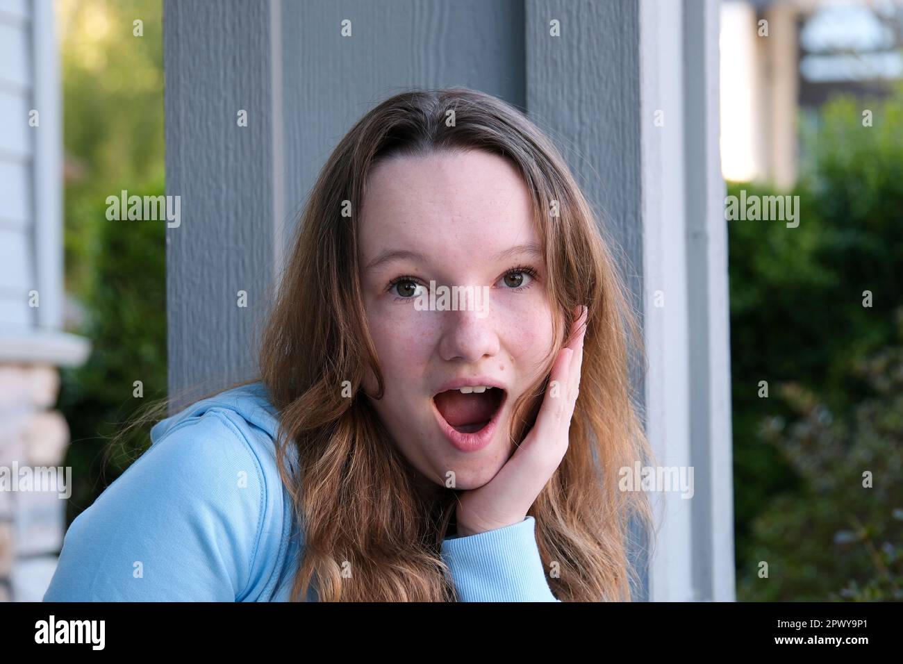 Wow Excited surprised, astonished very happy woman. girl with wide ...