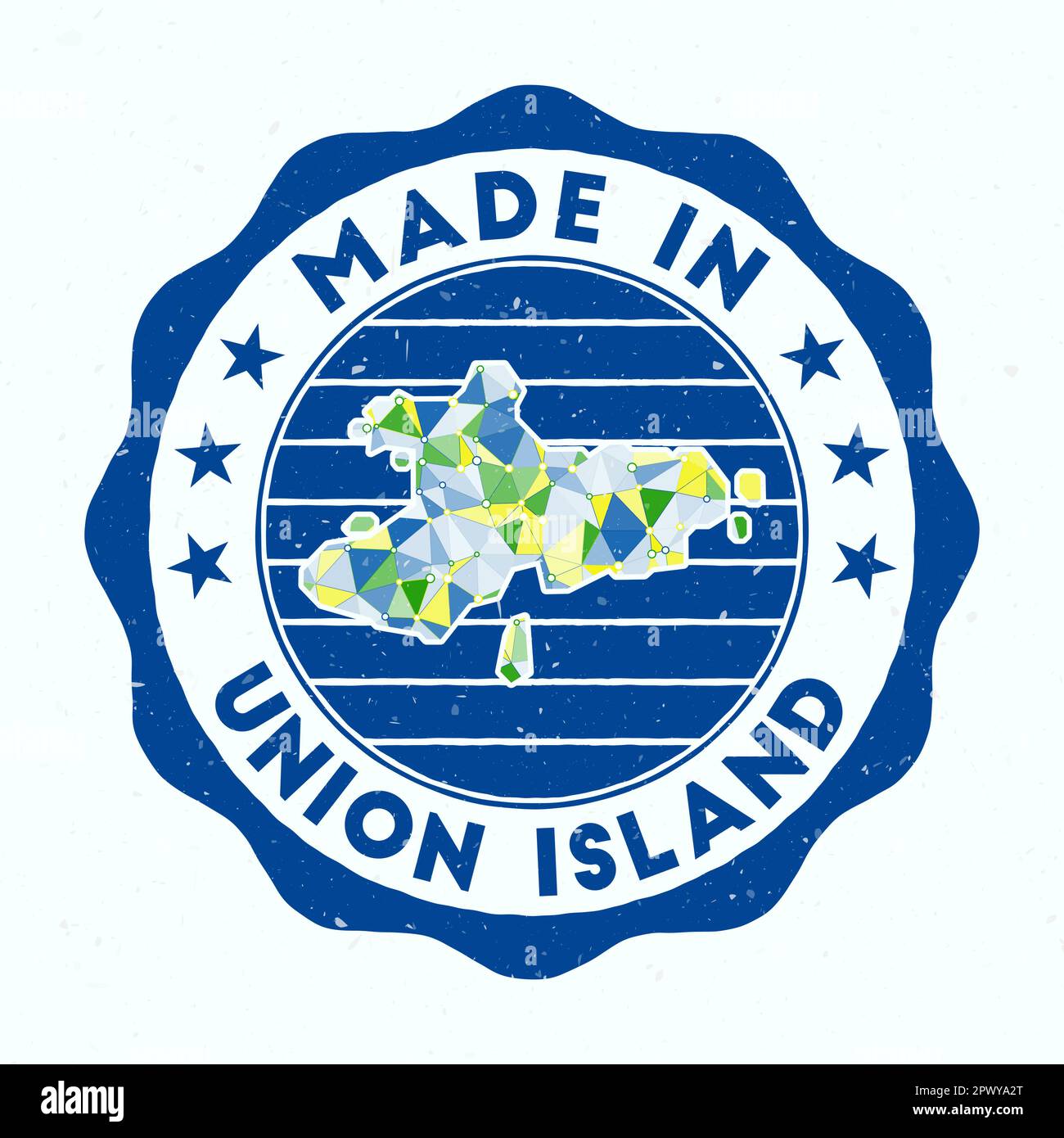 Made in Union Island. Island round stamp. Seal of Union Island with ...