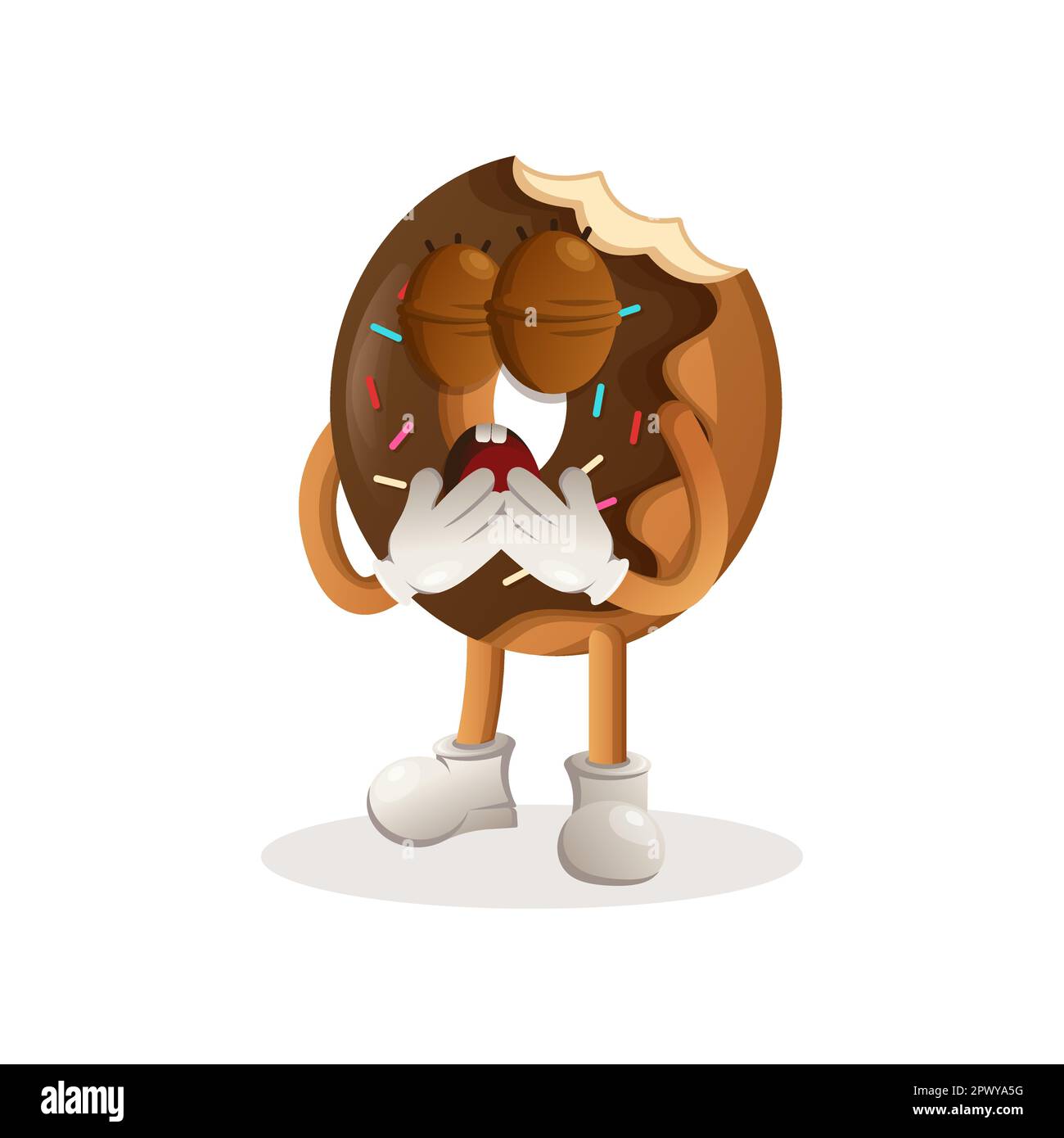 Cute donut mascot with bored expression. Perfect for food store, small ...