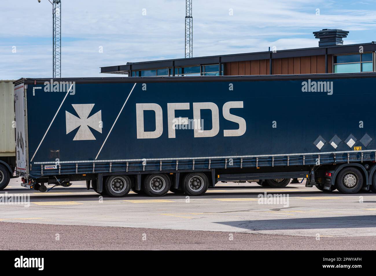 Gothenburg, Sweden - May 20 2021: Freight trailer marked with the DFDS ...
