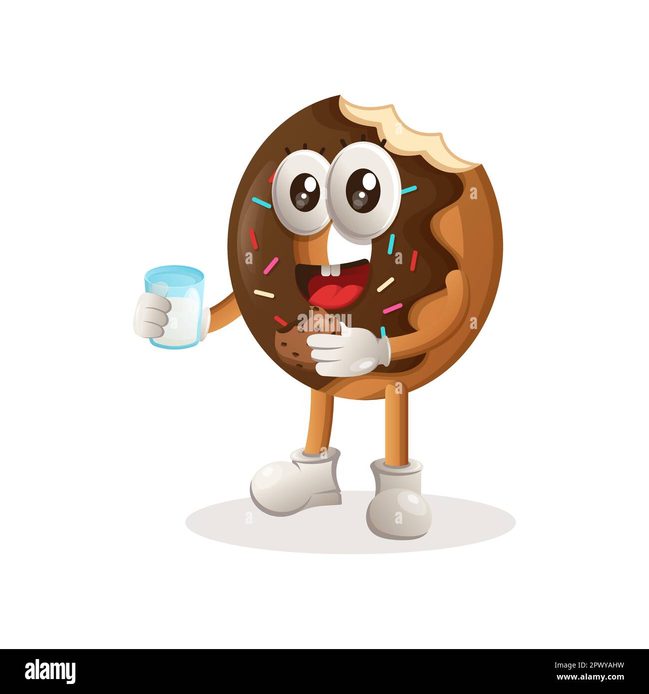 Milk sweet donut breakfast Stock Vector Images - Alamy