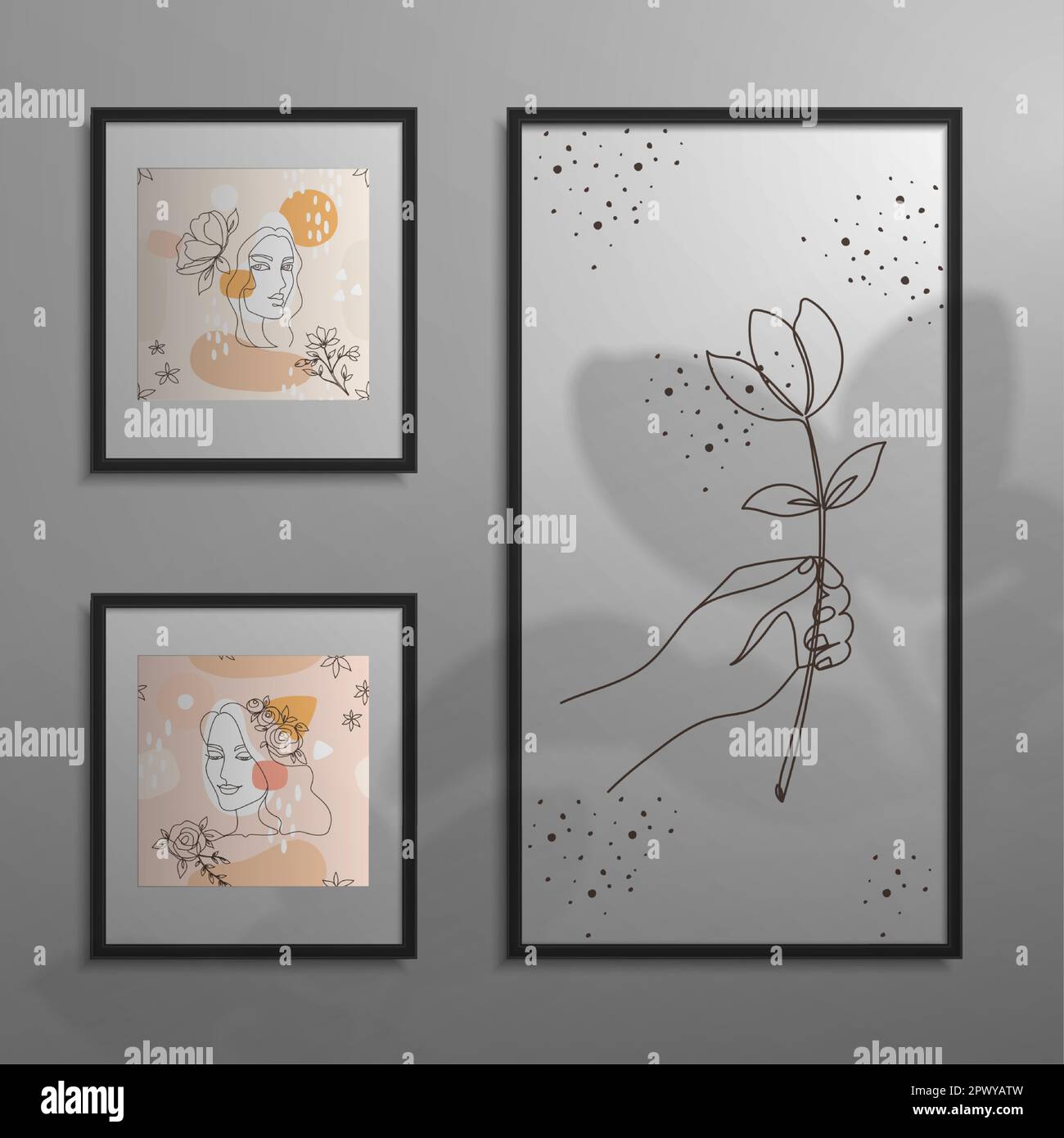 Realistic frames. 3D posters with floral shadow overlay effect ...