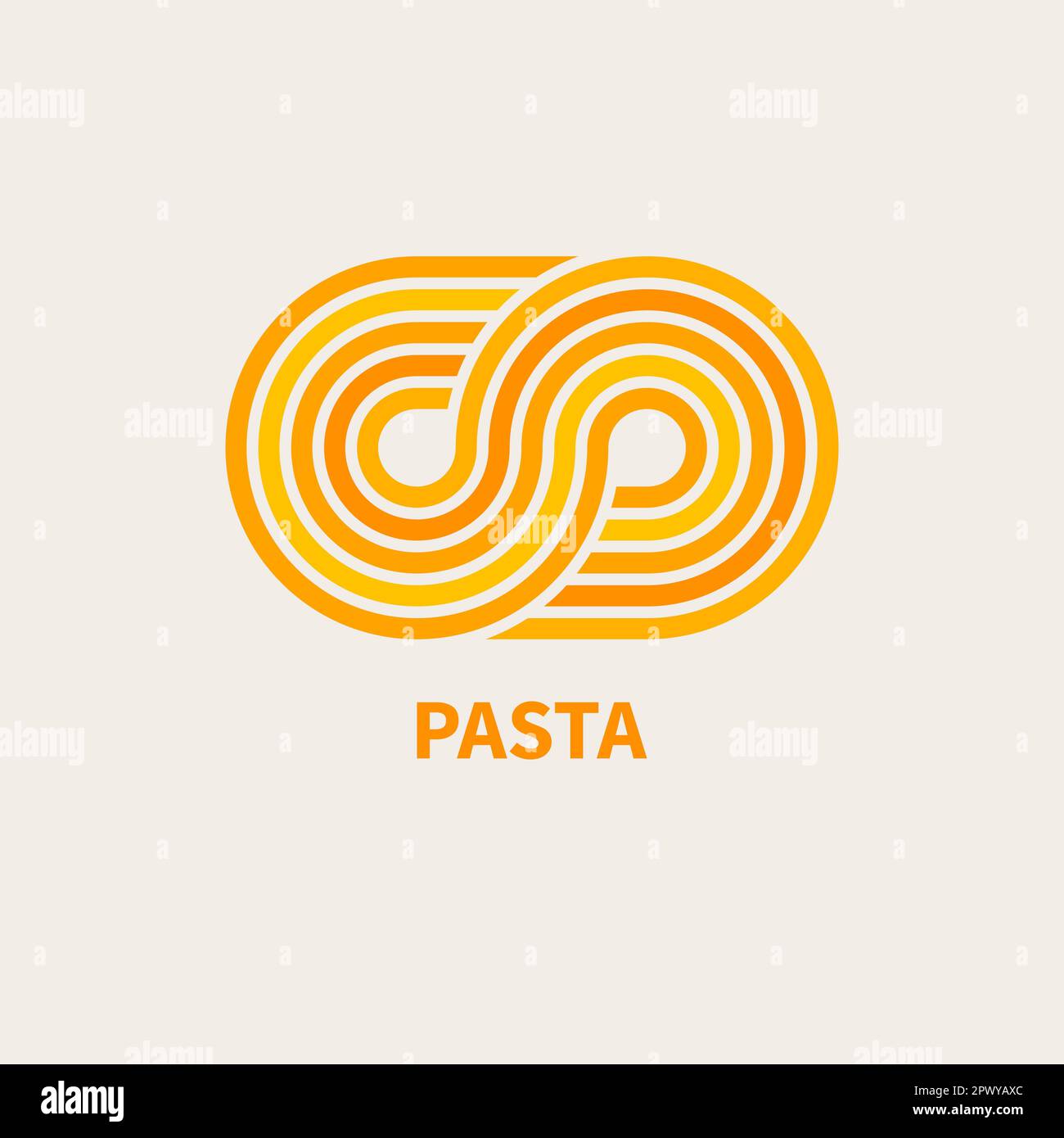 Pasta logo, geometric curl of noodles, vector isolated symbol. Logotype ...
