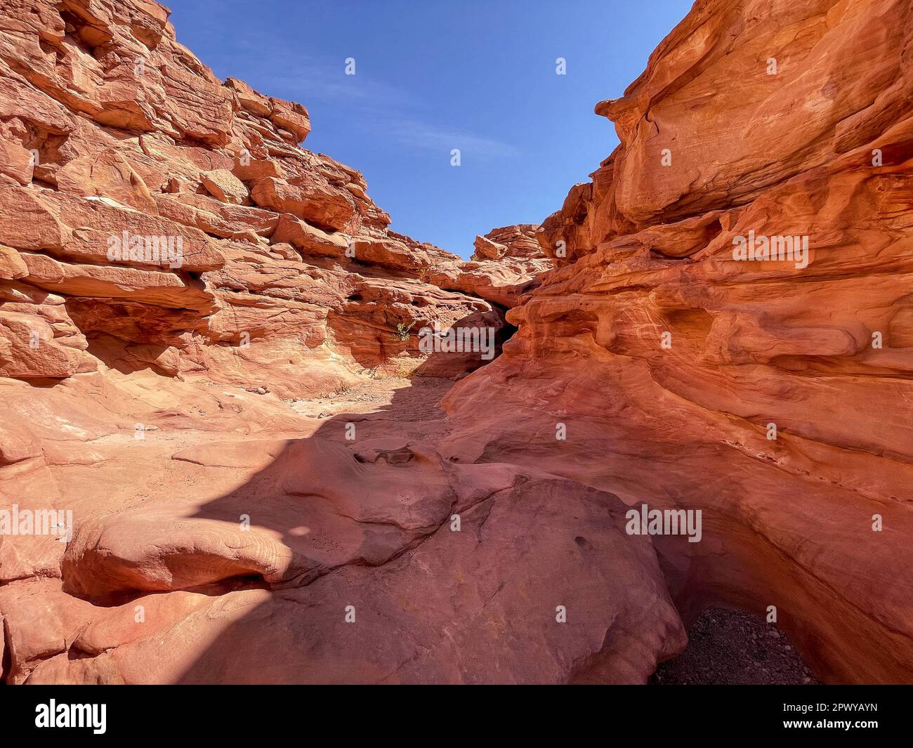 Colored Salam canyon in the Sinai Peninsula, beautiful curved limestone ...