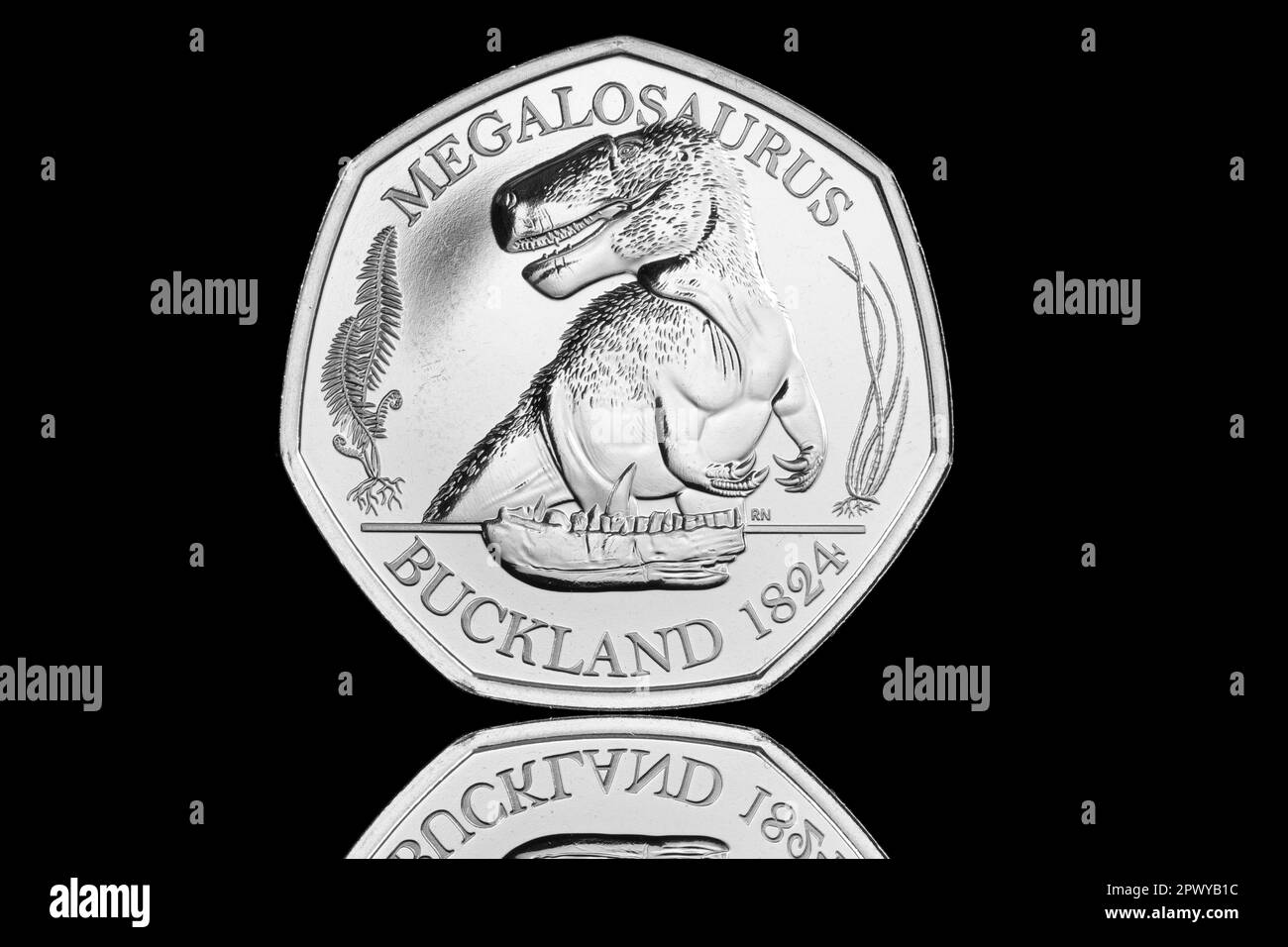Megalosaurus fifty pence coin hi-res stock photography and images - Alamy
