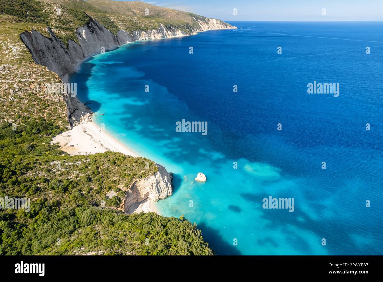 Remote Fteri beach on the Kefalonia island, Ionian sea, Greece Stock ...