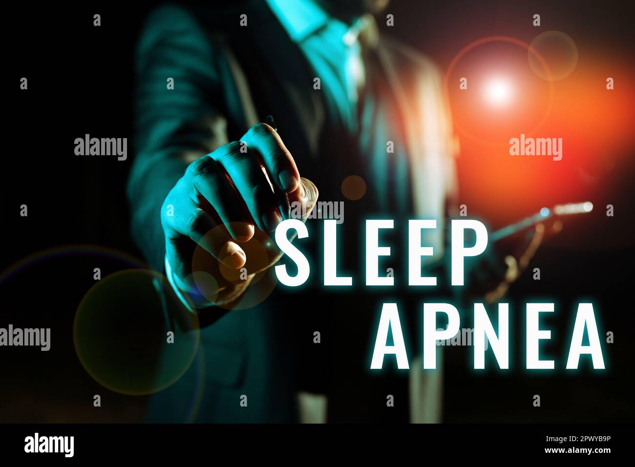 Text caption presenting Sleep Apnea, Word Written on The temporary ...