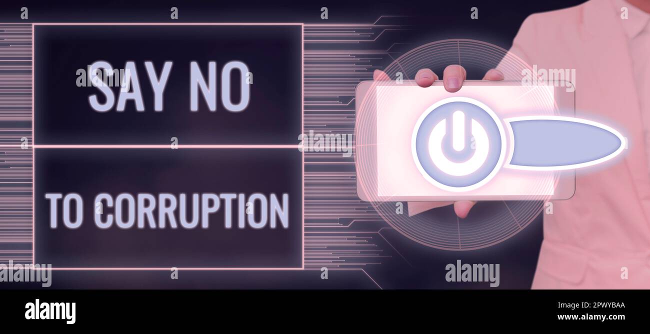 Writing displaying text Say No To Corruption, Word Written on ...