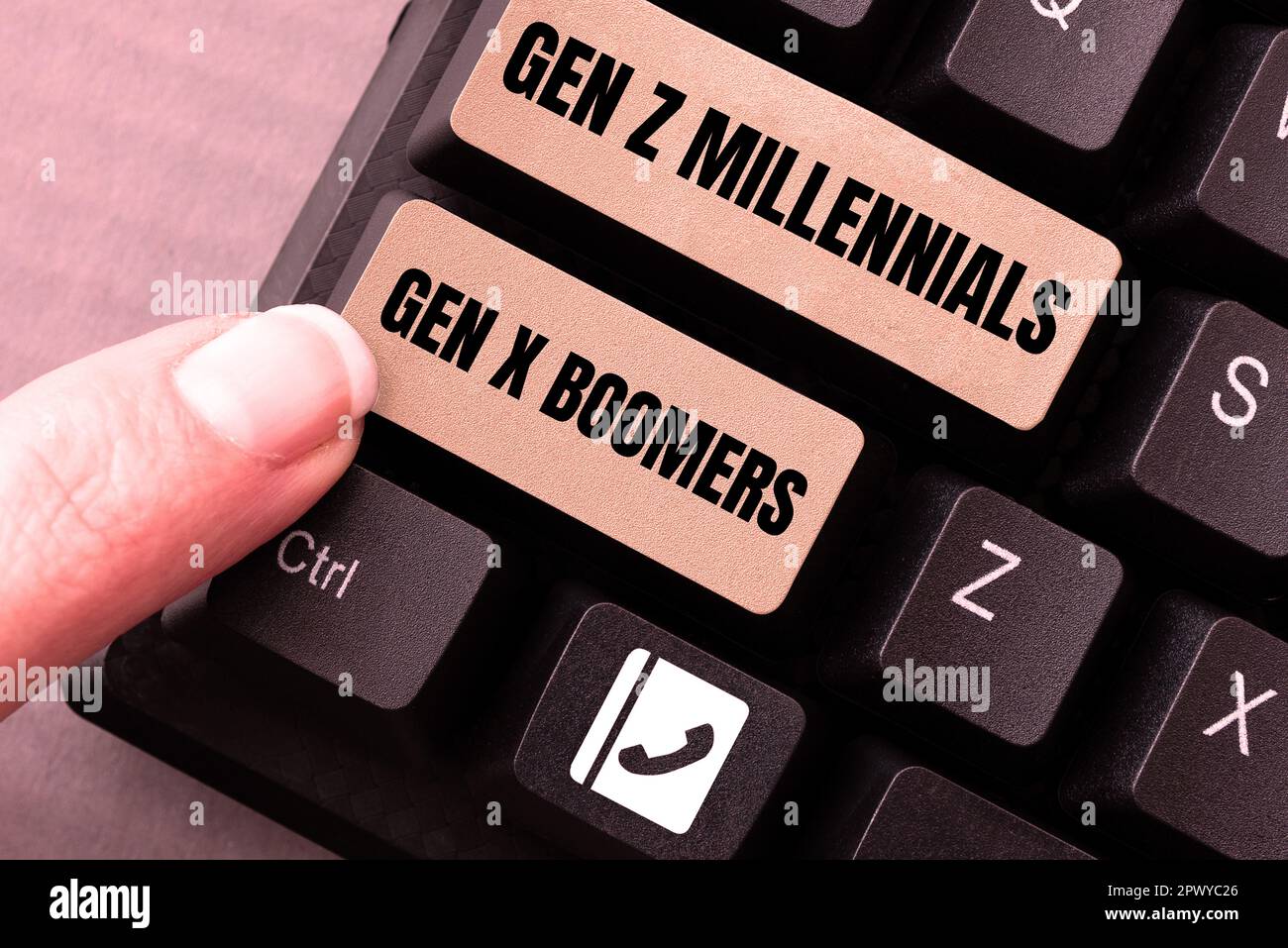 Text showing inspiration Gen Z Millennials Gen X Boomers, Business ...