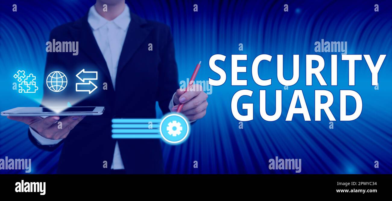 Conceptual caption Security Guard, Internet Concept tools used to ...