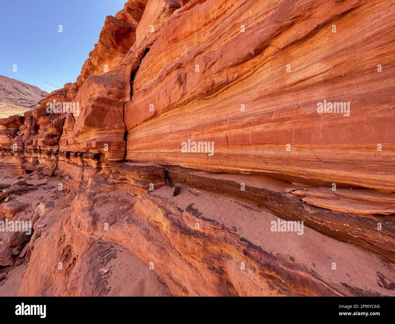 Colored Salam canyon in the Sinai Peninsula, beautiful curved limestone ...